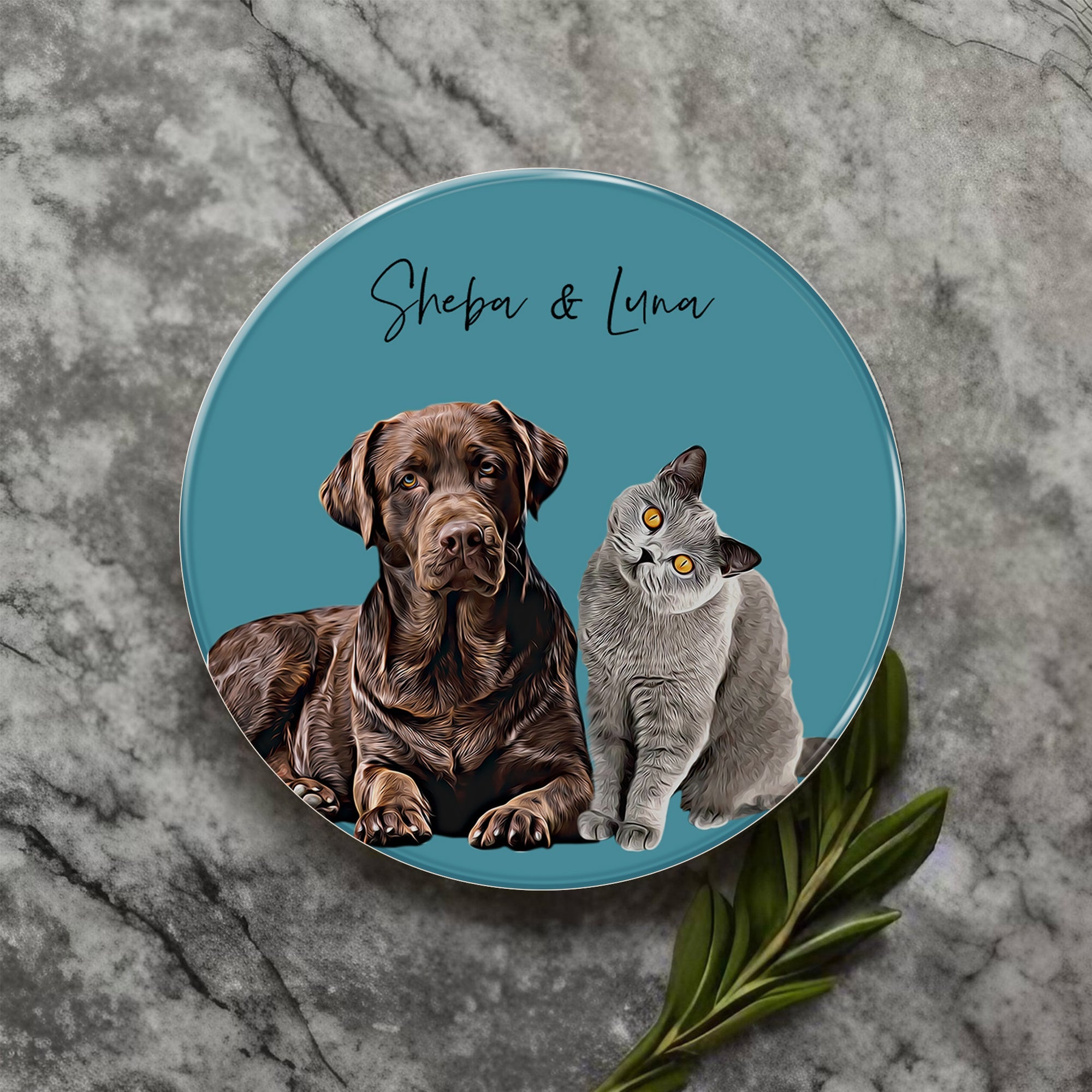 Custom Pet Portrait Coasters | Glass Placemats for Dog Lovers | CMZ Art ...