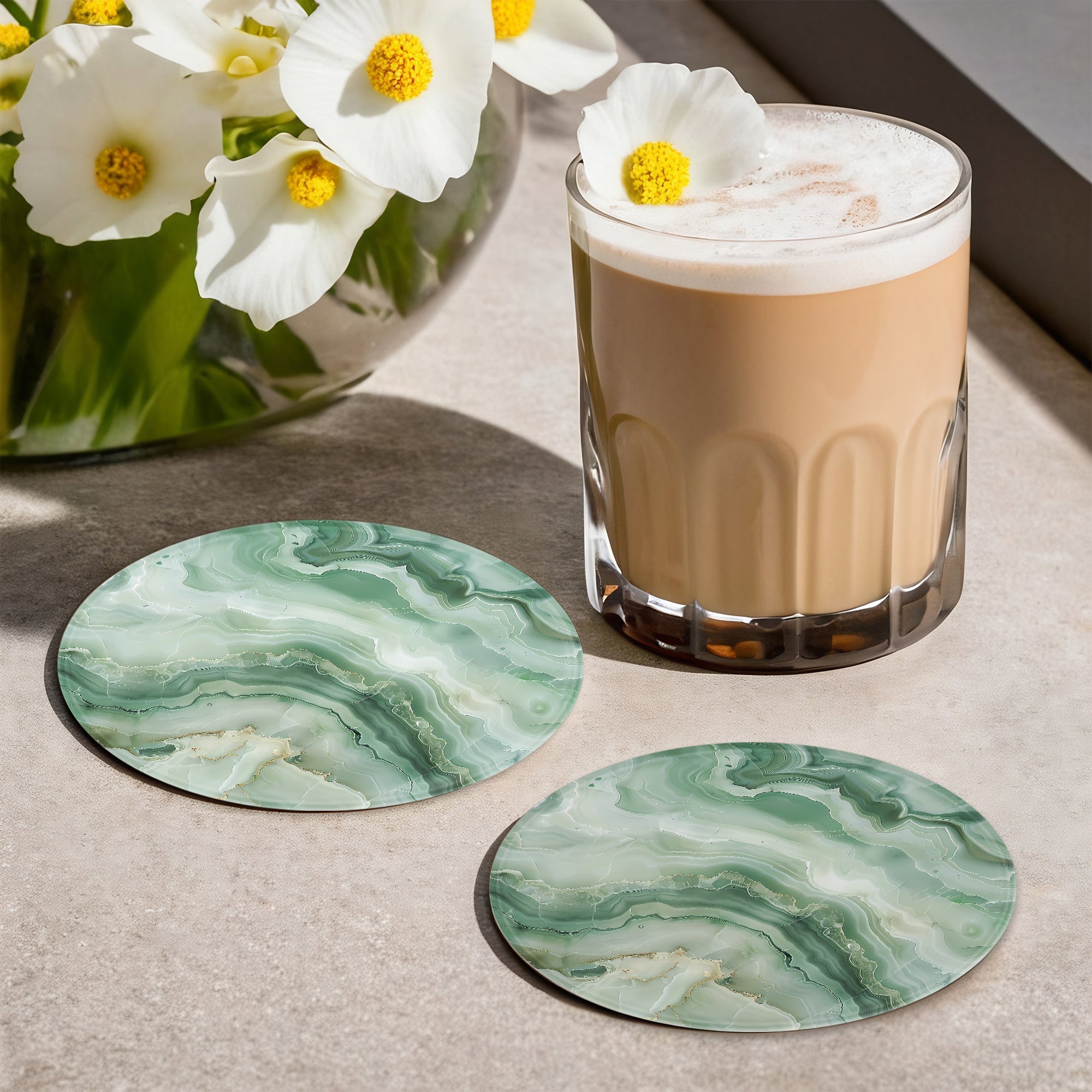 Custom Marble-Design Glass Coasters | Free Personalisation | CMZ Art ...